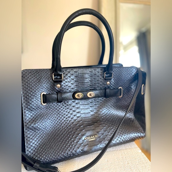 Coach | Bags | Coach Black Crocodile And Velvet Trim Bag | Poshmark